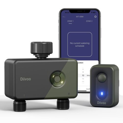 Diivoo WiFi Water Timer 2 Zones with RFID Gateway, Smart Water Timers ...